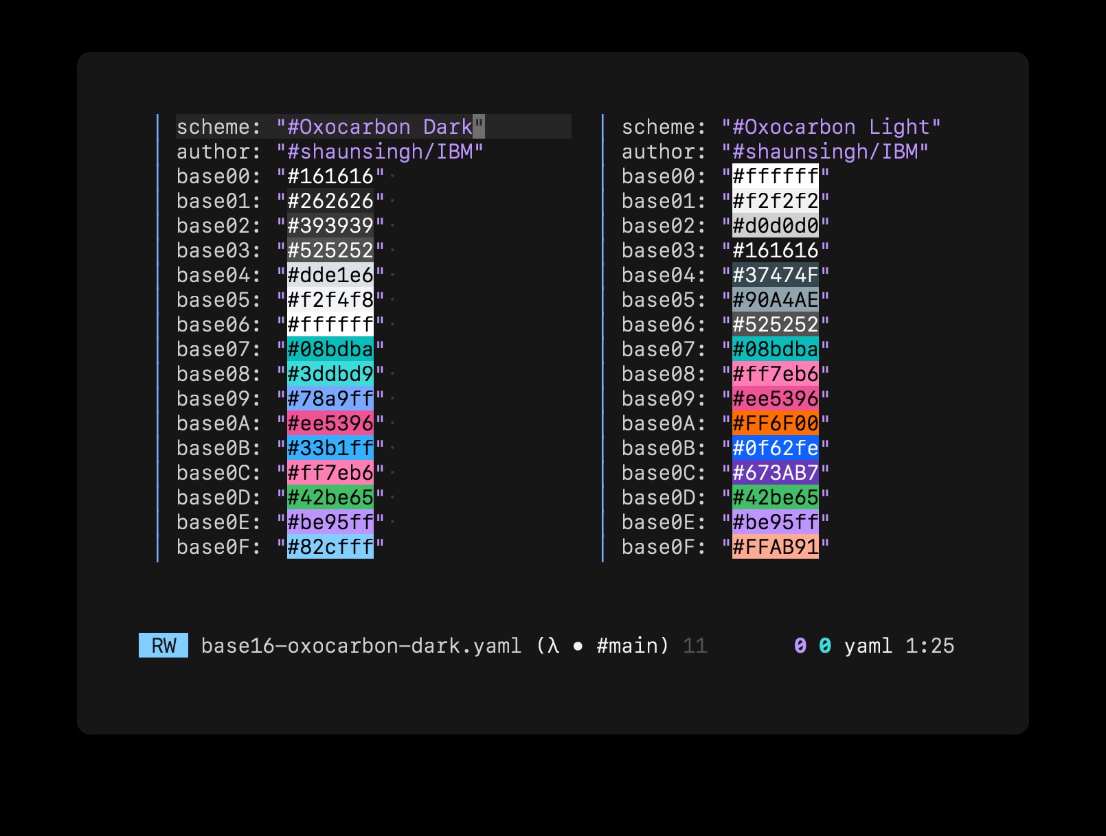 Oxocarbon Colorscheme - Portfolio